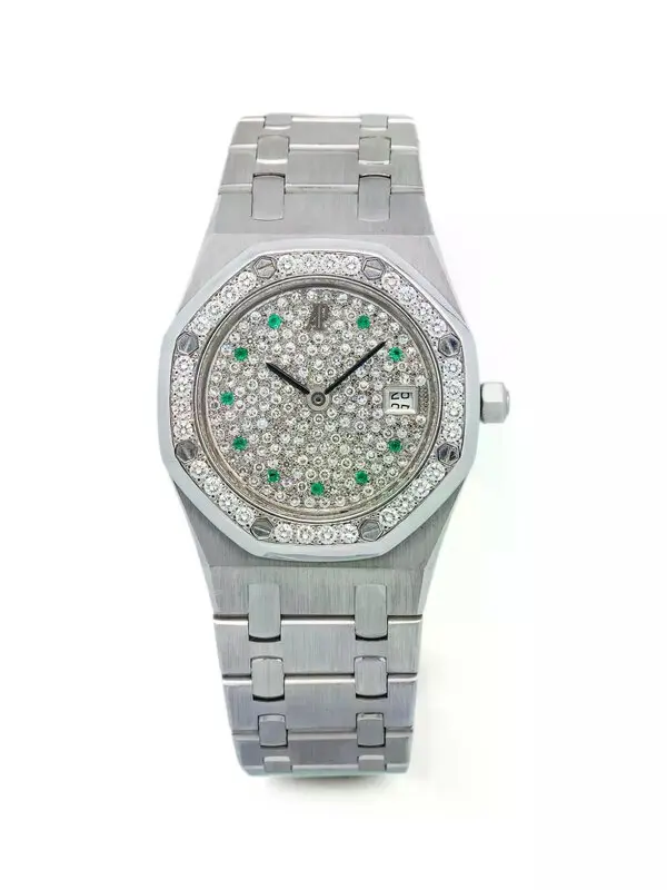 AUDEMARS PIGUET Royal Oak Diamond And Emerald Watch - Silver