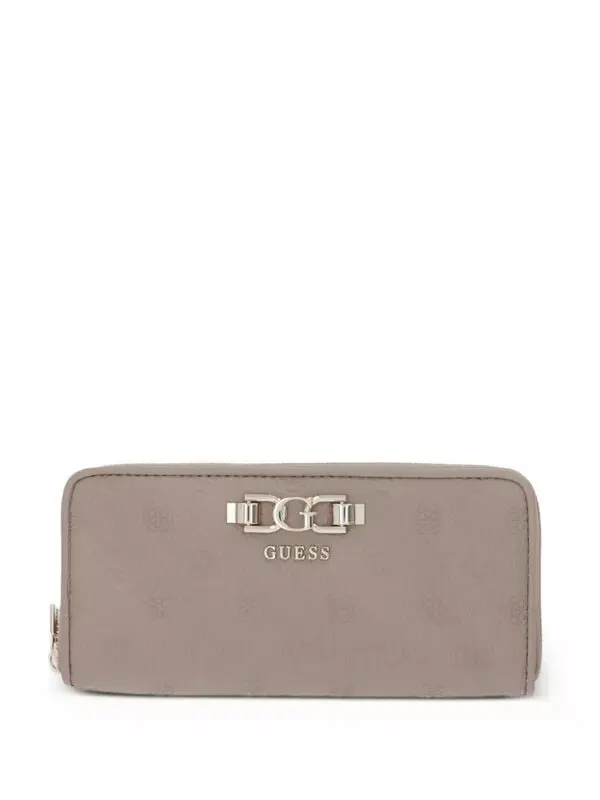 Guess Anise Logo-embossed Zip-around Wallet - Neutrals