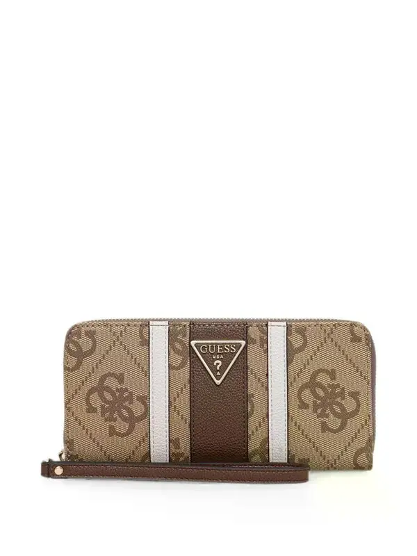 Guess Laurel Logo-print Striped Wallet - Neutrals
