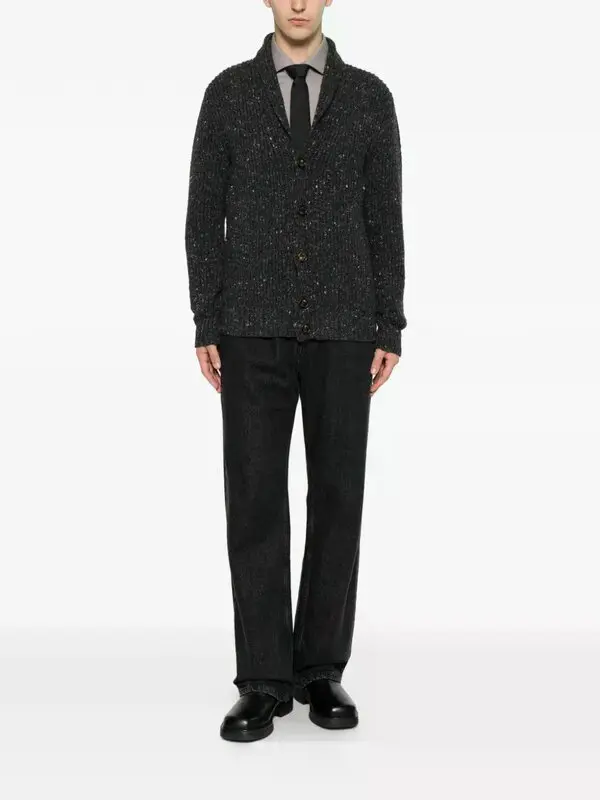 Eleventy Ribbed Knit Shawl Collar Cardigan