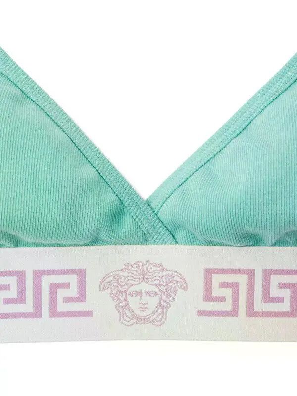 Versace Ribbed Cotton-jersey Bralette - Blue