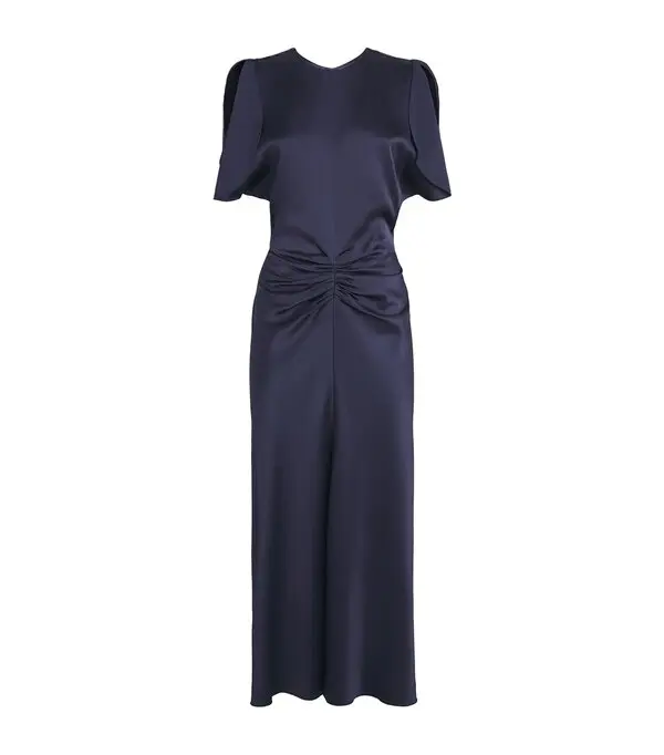Victoria Beckham Satin Bela Midi Dress - Navy