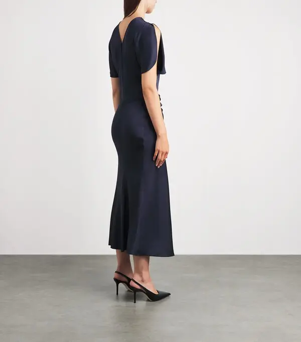 Victoria Beckham Bela Satin Midi Dress - Navy