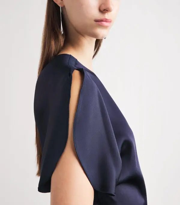 Victoria Beckham Bela Satin Midi Dress - Navy