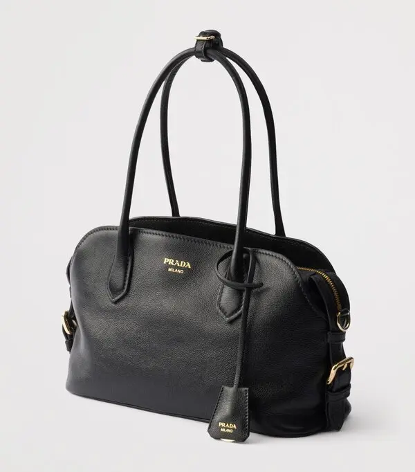 Prada Medium Leather Tote Bag - Black