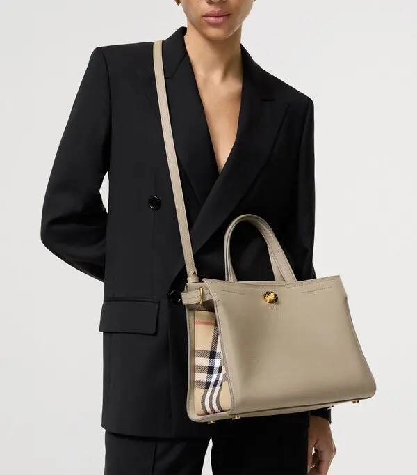 Burberry Small Leather Tote Bag - Brown