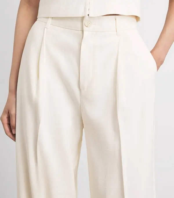 Paige Westin Pleated Wide-leg Trousers - Ivory