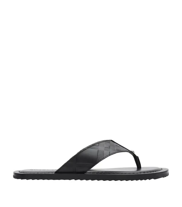 Burberry Embossed Check Pavilion Leather Sandals