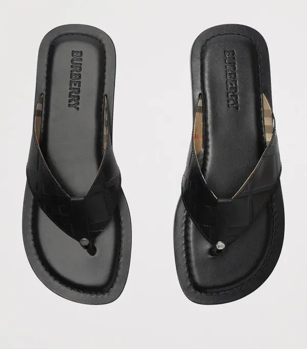 Burberry Embossed Check Pavilion Leather Sandals