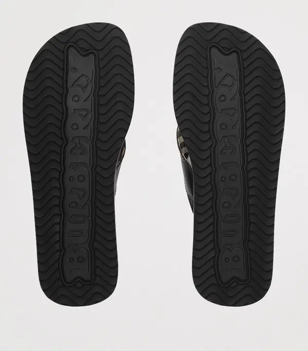 Burberry Embossed Check Pavilion Leather Sandals