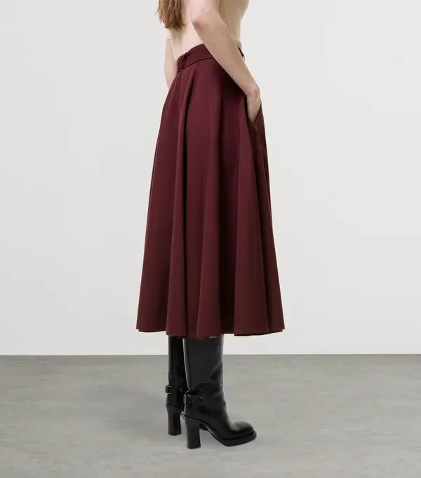 Burberry Gabardine Midi Skirt With Belt