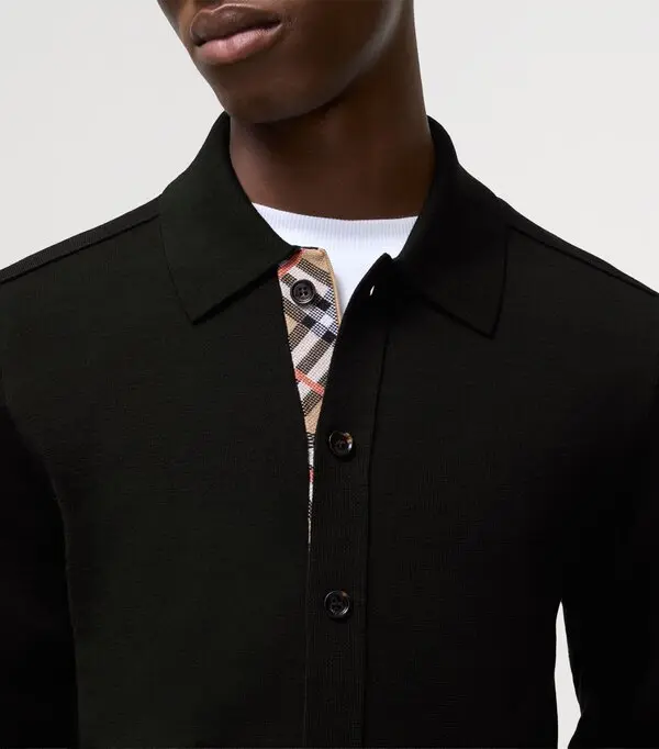 Burberry Wool Cardigan With Iconic Check Trim