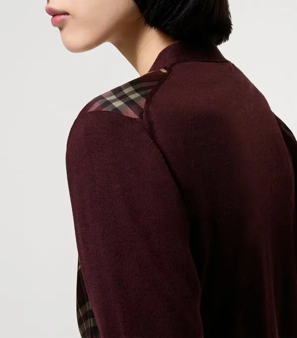 Burberry Wool-silk Check Panel Cardigan