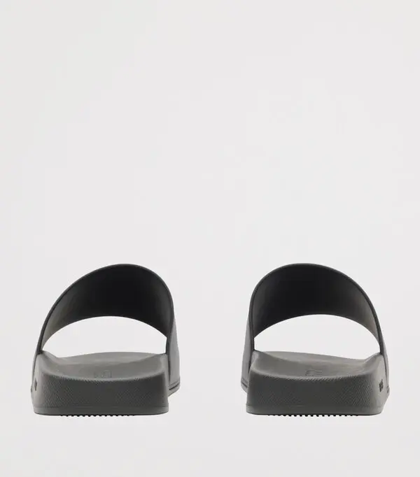 Burberry Checked Rubber Slides - Grey