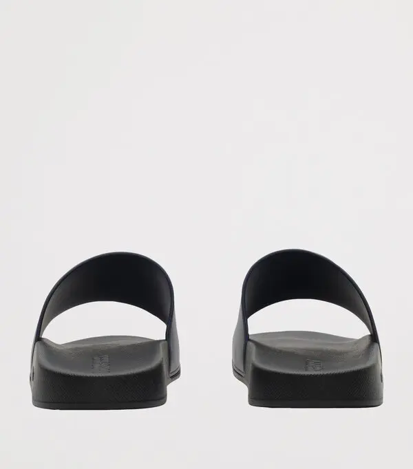 Burberry Checked Rubber Slides - Navy