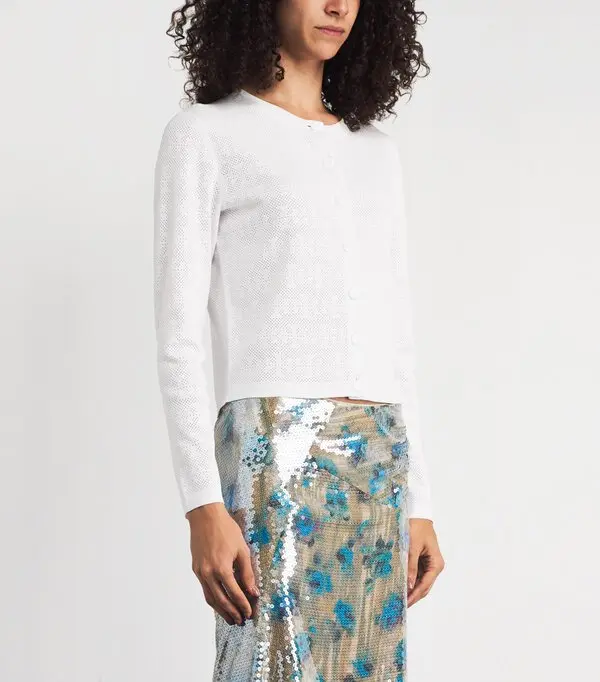 Tory Burch Pointelle Knit Monogram Cardigan