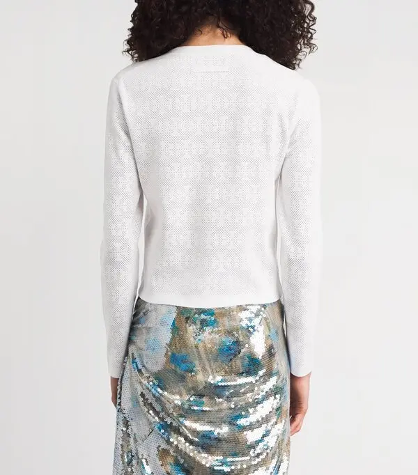 Tory Burch Pointelle Knit Monogram Cardigan