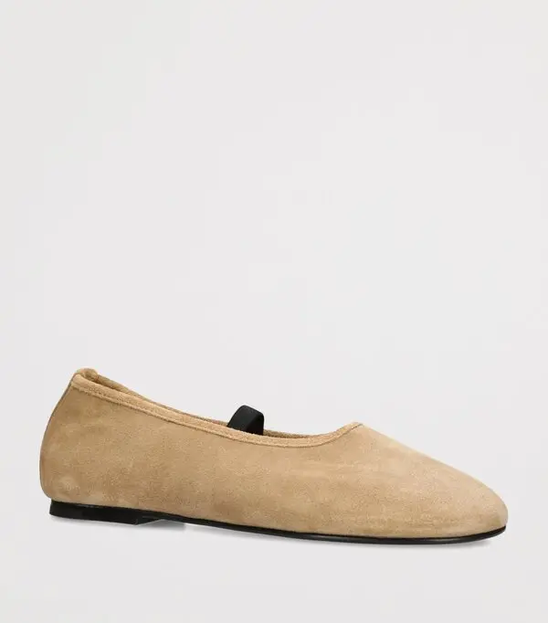 Dear Frances Suede Ballerina Flats - Beige