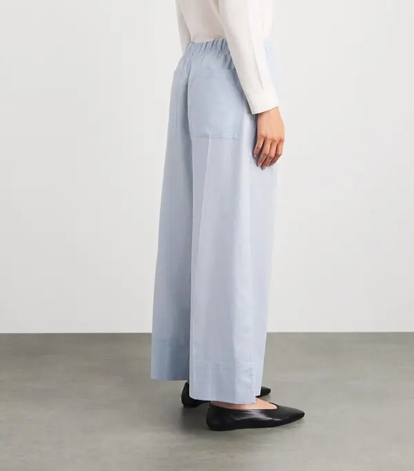 TOTEME Cotton-linen Wide-leg Trousers - Blue