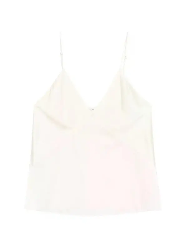FORTE_FORTE Satin V-neck Sleeveless Top - Neutrals