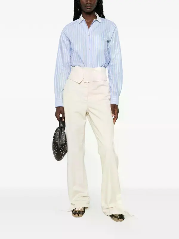 FORTE_FORTE Striped Shirt With Contrast Collar - Blue