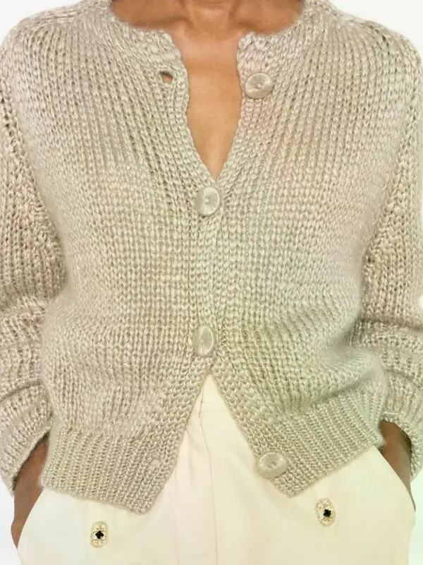 FORTE_FORTE Chunky Knit Button-up Cardigan - Neutrals