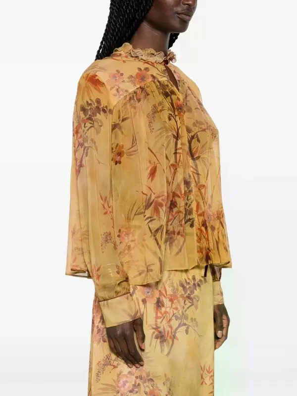 FORTE_FORTE Floral Print Ruffled Blouse
