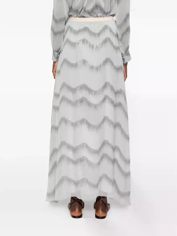 FORTE_FORTE Chevron Patterned Silk-blend Skirt
