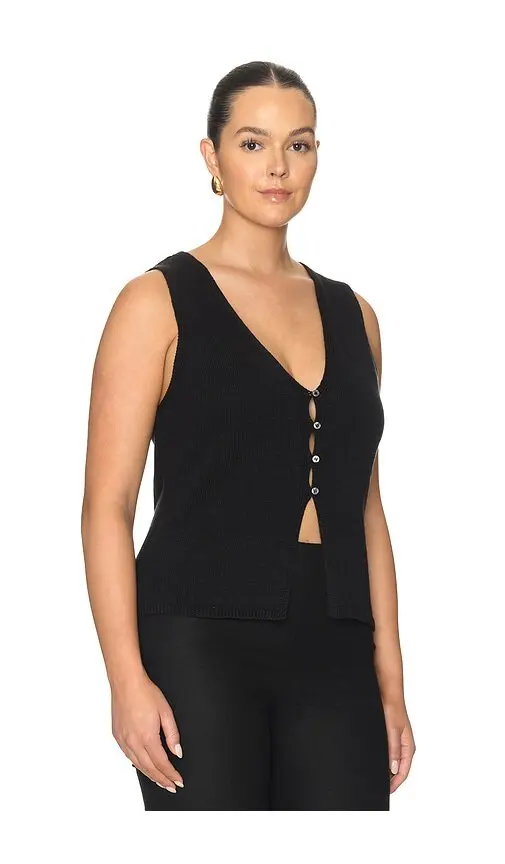 Good American Knit Vest Top - Black
