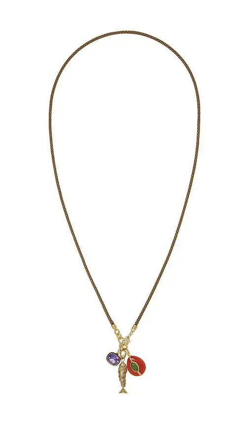 ROXANNE ASSOULIN Cubic Triple Charm Cord Pendant Necklace - Multi