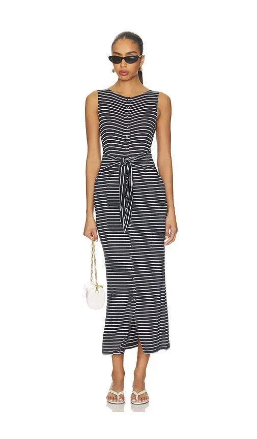 Rag & Bone The Knit Button Tie Stripe Dress