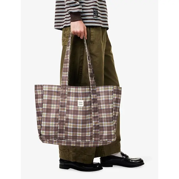 DAMSON MADDER Check Cotton-canvas Tote Bag