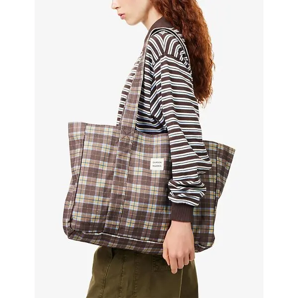 DAMSON MADDER Check Cotton-canvas Tote Bag