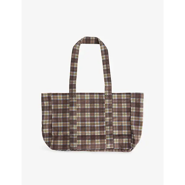 DAMSON MADDER Check Cotton-canvas Tote Bag