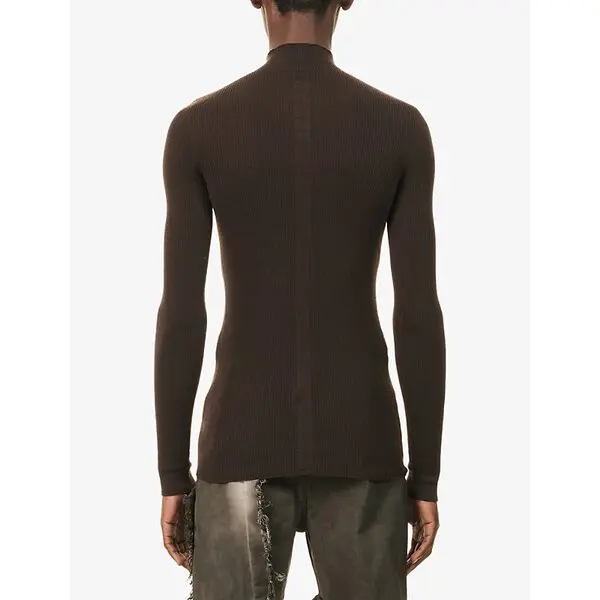 Rick Owens Turtle-neck Ribbed Knit-wool Top