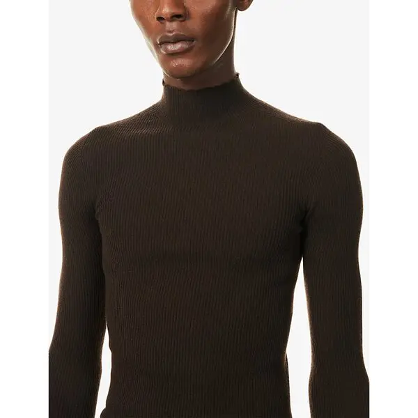 Rick Owens Turtle-neck Ribbed Knit-wool Top