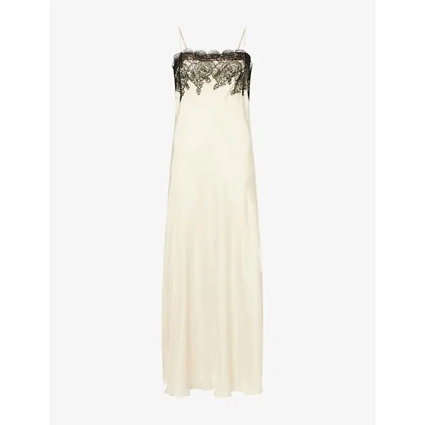 Dissh Mina Lace-trim Satin Maxi Dress