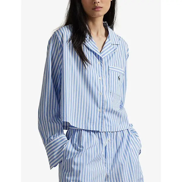 Polo Ralph Lauren Striped Logo-embroidered Cotton-poplin Pyjama Set