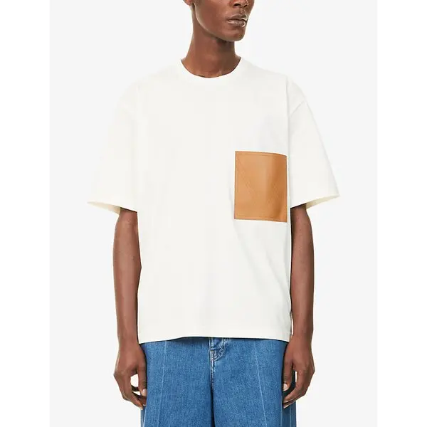 Bottega Veneta Leather Pocket Cotton Jersey T-shirt