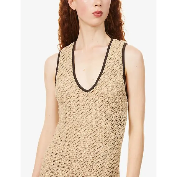 SIR. Ellinor Open-knit Cotton Maxi Dress - Light Beige