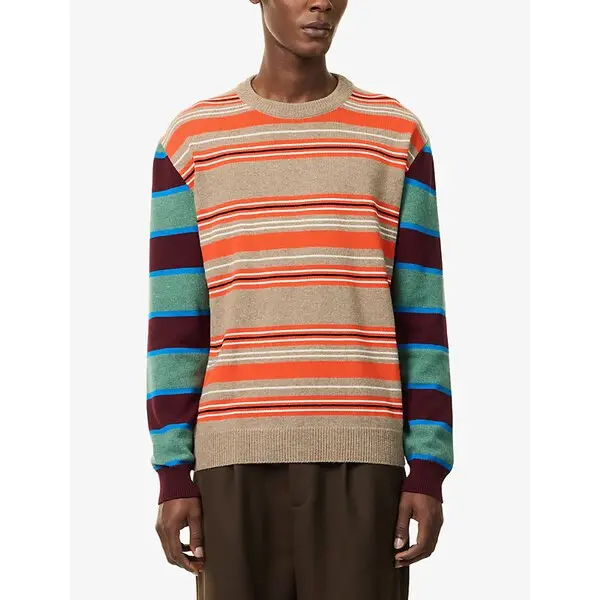 Paul Smith Crewneck Striped Wool-and-cotton Jumper
