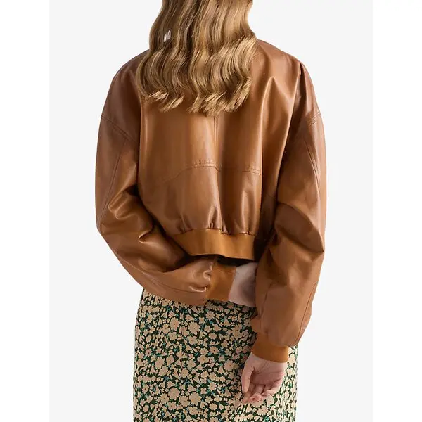 Prada Cropped Regular-fit Leather Bomber Jacket