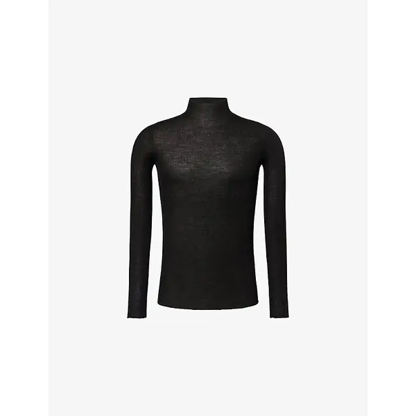 Rick Owens Turtle-neck Ribbed Knit-wool Top