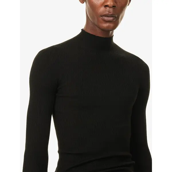 Rick Owens Turtle-neck Ribbed Knit-wool Top