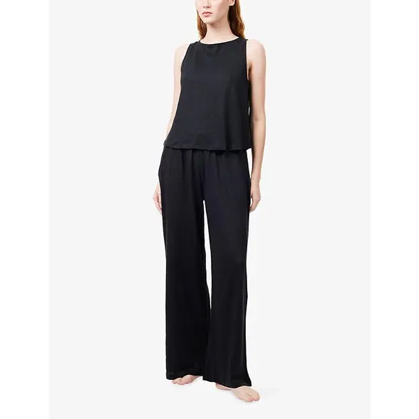 Eberjey Boat-neck Linen Crop Tank