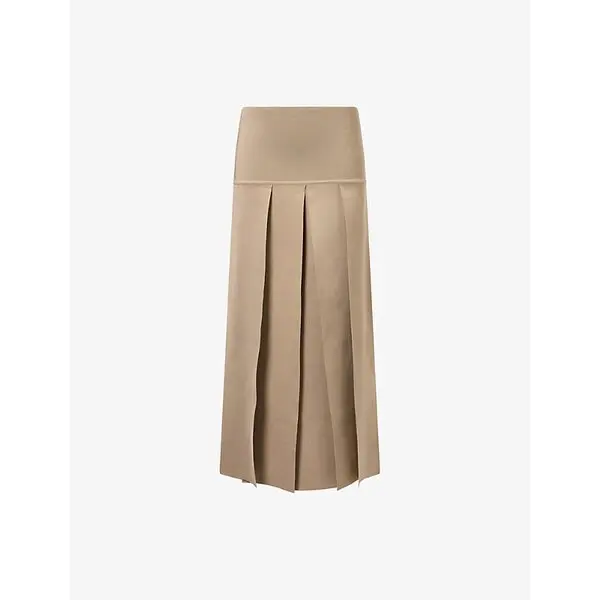 Alaïa Pleated Midi Skirt - Mastic