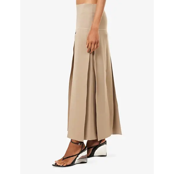 Alaïa Pleated Silk-blend Midi Skirt