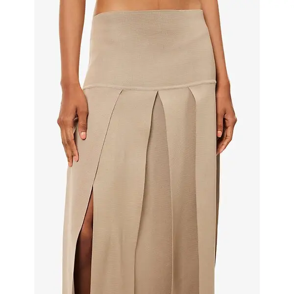 Alaïa Pleated Silk-blend Midi Skirt