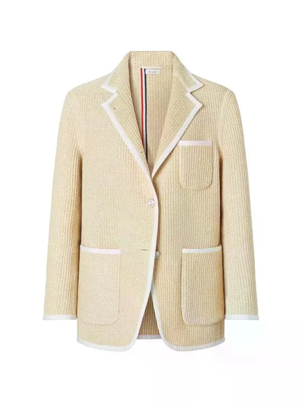 Thom Browne Raffia-effect Stripe Detail Blazer - Neutrals