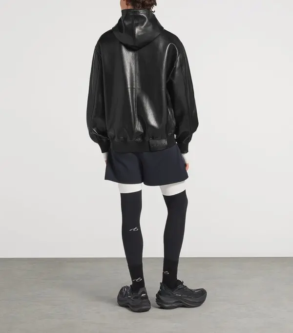Balenciaga Leather Hooded Jacket
